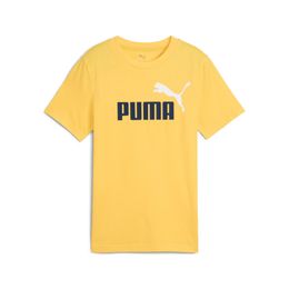 Puma Jungen T-Shirt "ESS 2 COLOR NO.1 LOGO TEE B", gelb, Gr. 176, unifarben, Jersey, Obermaterial: 100% Baumwolle, Shirts, Regular Fit, sportlicher