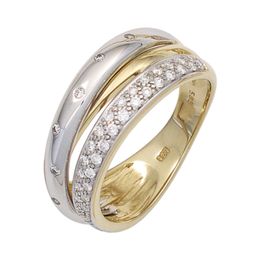 Jobo Damen Diamantring, 60, SI = kleine Einschl&uuml;sse, Diamanten Gelbgold 585 Wei&szlig;gold 585, gelb, Diamanten, Gelbgold 585, Wei&szlig;gold 585, Fingerringe,