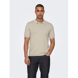 Only & Sons ONLY & SONS Herren Poloshirt "ONSWYLER LIFE REG 14 SS POLO KNIT NOOS", silber, Gr. S, unifarben, Strick, Obermaterial: 78% Viskose, 22% Polyester,