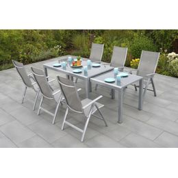 Garten-Essgruppe Merxx, braun, Aluminium, Polyester, Sitzm&ouml;bel-Sets, "Taviano"