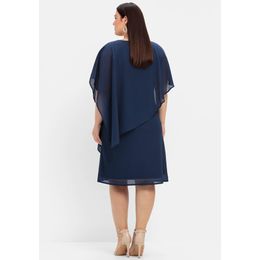 sheego Damen Cocktailkleid "Cocktailkleid", blau, Gr. 54, unifarben, 100% Polyester, Kleider