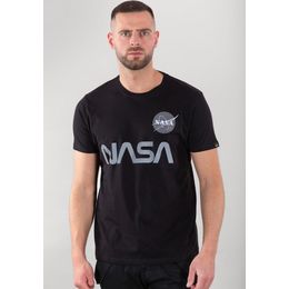 Herren Rundhalsshirt "Nasa Reflective Tee", schwarz, Gr. S, Alpha Industries, bedruckt, Single Jersey, Obermaterial: 100% Baumwolle, Shirts