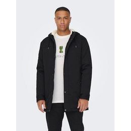 Only & Sons ONLY & SONS Herren Parka "ONSALEXANDER LIFE PARKA OTW VD", schwarz, Gr. M, unifarben, Web, Obermaterial: 100% Polyester, Jacken, Polyester, regular