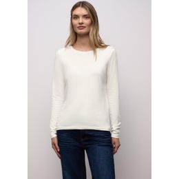 Street One Damen Langarmshirtsanftes wei&szlig;, Gr. 44, unifarben, Web, 50% Modal, 50% Baumwolle, Shirts, mit Rundhalsausschnitt