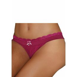 Lascana Damen String "Premium Dessous", Gr. 32, lila, Spitze, Obermaterial: 90% Polyamid, 10% Elasthan, Unterhosen, aus zarter Spitze mit feiner