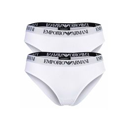 Emporio Armani Damen Slip "Slip ESSENTIAL COTTON 2er Pack", Gr. L, wei&szlig;, Obermaterial: 95% Baumwolle CO. 5% Elasthan EL., Unterhosen
