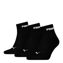 Puma Damen Kurzsocken "Puma UNISEX CUSHIONED NEXT QUARTER 3P", Gr. 35, schwarz, Baumwollmischung, Socken, mit gepolsterter Sohle