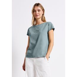 Street One Damen T-Shirt, blau, Gr. 34, unifarben, Web, 100% Baumwolle, Shirts, aus reiner Baumwolle