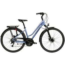 Trekkingrad KROSS "Damen-Trekkingrad 28" Trans 4.0 Blau 24 G&auml;nge" Gr. 43, blau, schwarz, Fahrr&auml;der, Damen, 43cm, 28 Zoll (71,12cm) hinten: 28 Zoll (71,12cm)