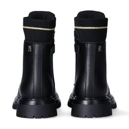Tommy Hilfiger M&auml;dchen Schn&uuml;rboots, Gr. 30, schwarz, Polyester, Synthetik, Schuhe, Biker Boots, Winterboots mit Blockabsatz