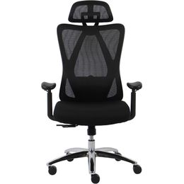 B&uuml;rostuhl OTTO HOME "ZAMIR, verstellbare Kopfst&uuml;tze, Lendenwirbelst&uuml;tze", schwarz (schwarz, schwarz), B:71cm H:127cm T:74cm, St&uuml;hle, B&uuml;rostuhl, Mesh Schreibtischstuhl, Chefsessel mit Wippfunktion & Hartbodenrollen