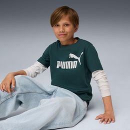 Puma Jungen T-Shirt "ESS NO. 1 LOGO TEE B"gr&uuml;n terrain, Gr. 128, bedruckt, Jersey, Obermaterial: 100% Baumwolle, Shirts, Regular Fit, Kurzarmdesign,