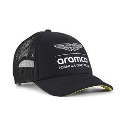 Trucker Cap Puma "Puma x ASTON MARTIN ARAMCO F1 TEAM Trucker Cap Erwachsene", Damen, Gr. onesize, schwarz, Futter Vorderteil: 100% Polyester, unifarben, Caps