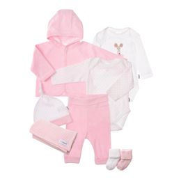Erstausstattungspaket Liliput "P&uuml;nktchen", M&auml;dchen, Gr. 50/56, rosa (wei&szlig;, rosa), 100% Baumwolle, KOB Set-Artikel Erstausstattungspaket, Bodies, Jacke, Hose, M&uuml;tze, Mullwindel und Socken