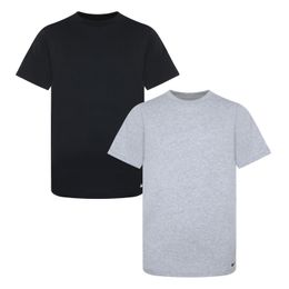 T-Shirt Nike Sportswear "NHB BOYS 2PK CREW UNDERSHIRT", M&auml;dchen, Gr. 164/170 (176), grau (grau, schwarz), Jersey, Obermaterial: 60% Baumwolle, 40% Polyester, bestickt, normal, Rundhals, Shirts T-Shirt, f&uuml;r Kinder