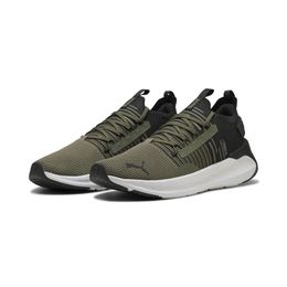 Trainingsschuh Puma "SOFTRIDE Symmetry Fuzion Laufschuhe Herren", Herren, Gr. 42.5, loden gr&uuml;n schwarz feather gray, Obermaterial: Textil, Synthetik; Futter: Textil; Innensohle: Textil; Laufsohle: Gummi, Synthetik, Schuhe