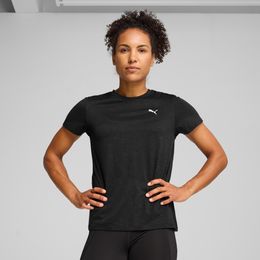 Trainingsshirt Puma "W TAD ESSENTIAL HEATHER TEE", Damen, Gr. L, Puma schwarz heather, Jersey, Obermaterial: 100% Polyester, regular fit normal, Rundhals, Shirts, gerade Passform, mit Seitenschlitzen, atmungsaktiv