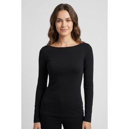 Langarmshirt Only "ONLKISS LIFE LS BOATNECK TOP CC JRS NOOS", Damen, Gr. S, schwarz, Jersey, Obermaterial: 95% Baumwolle, 5% Elasthan, unifarben, regular fit, Shirts Langarmshirt