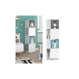 VICCO Drehregal Ordnerregal Standregal Wei&szlig; B&uuml;cherregal B&uuml;ro Kinder-Faltboxen