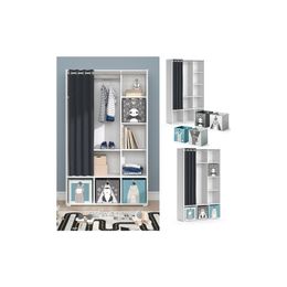 VICCO Kinderkleiderschrank Kinderzimmerschrank Kindergarderobe Luigi Wei&szlig; Faltbox 106 x 178 cm modern Schrankregal Jugendzimmerschrank Organizer Vorhang Kleiderstange F&auml;cher Aufbewahrung Spielzeugablage