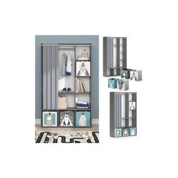VICCO Kinderkleiderschrank Kinderzimmerschrank Kindergarderobe Luigi Grau Faltbox 106 x 178 cm modern Schrankregal Jugendzimmerschrank Organizer Vorhang Kleiderstange F&auml;cher Aufbewahrung Spielzeugablage