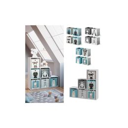 VICCO Treppenregal Raumteiler B&uuml;cherregal 6 F&auml;cher Wei&szlig; Stufenregal Faltbox