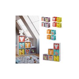 VICCO Treppenregal Raumteiler B&uuml;cherregal 6 F&auml;cher Wei&szlig; Stufenregal Faltbox