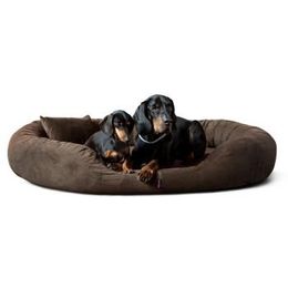tierlando &reg; Orthop&auml;disches Hundebett Sammy VISCO | High-Tech-Velours | L - XXXXL braun 1,4 m, 30 cm, 1,05 m