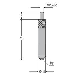 Helios-Preisser HM-Messeinsatz M2,5mm Kugeleinsatz 1/8", L 26mm (0710268)