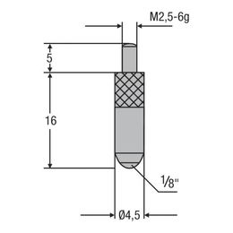 Helios-Preisser HM-Messeinsatz M2,5mm Kugeleinsatz 1/8", L 16mm (0710267)