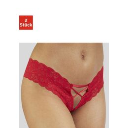 Petite Fleur Gold Panty-Ouvert schwarz+rot Gr. 32/34 f&uuml;r Damen
