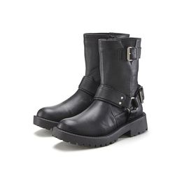 Lascana Bikerboots schwarz Gr. 39 f&uuml;r Damen. Mit Zierschnallen