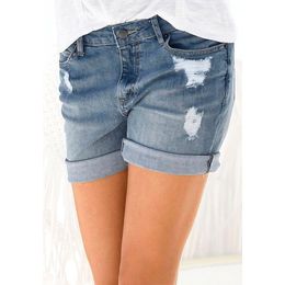 Buffalo Jeansbermudas blau Gr. 36 f&uuml;r Damen. Figurumspielend. Nachhaltig.
