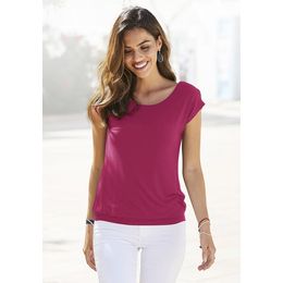 Lascana Longshirt 'mit breitem Bund' pink Gr. 36/38 f&uuml;r Damen. Mit Rundhals. Figurumspielend. Nachhaltig.