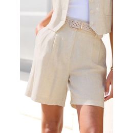 Lascana Bermudas beige Gr. 38 f&uuml;r Damen. Figurumspielend