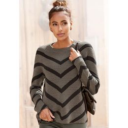 Lascana Strickpullover mehrfarbig Gr. 32/34 f&uuml;r Damen. Mit Rundhals. Figurumspielend