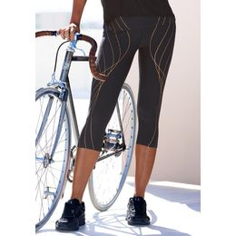 active by Lascana LASCANA ACTIVE Caprileggings schwarz Gr. XS (32/34) f&uuml;r Damen. Mit Logodruck, Druck. Figurbetont