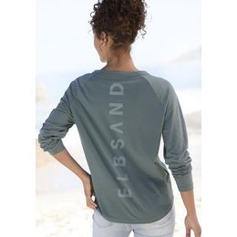 ELBSAND Longsleeve 'Tinna' blau Gr. M (38) f&uuml;r Damen. Rundhals und Logodruck. Figurumspielend. Nachhaltig.