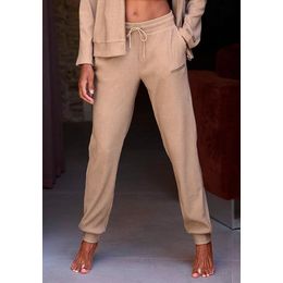 French Connection Sweathose 'FCRib2024' beige Gr. 36/38 f&uuml;r Damen. Mit Logodruck, Badge. Bequem. Nachhaltig.