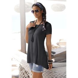 Lascana T-Shirt schwarz Gr. 36/38 f&uuml;r Damen. Mit Rundhals. Figurumspielend