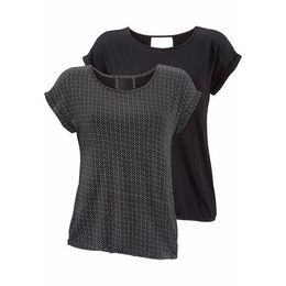 Lascana Kurzarmshirt 'mit modischem Cut-Out' mehrfarbig Gr. 36/38 f&uuml;r Damen. Mit Rundhals. Bequem. Nachhaltig.