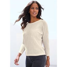 Vivance Langarmshirt 'aus weichem Strukturstrick' beige Gr. 36/38 f&uuml;r Damen. Mit Rundhals. Bequem. Nachhaltig.