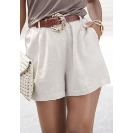 Lascana Webshorts beige Gr. 34 f&uuml;r Damen. Figurumspielend