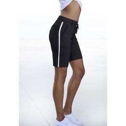 Lascana Shorts schwarz Gr. 32 f&uuml;r Damen. Mit Kontraststreifen, Bindeband. Basic. Nachhaltig.