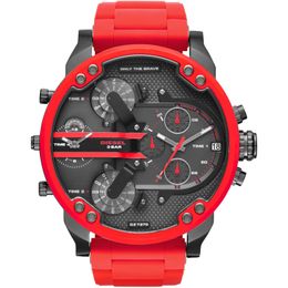 Chronograph Diesel "MR. DADDY 2.0", rot, Armbanduhren, Kinder, Chronograph, Quarzuhr, Armbanduhr, Herrenuhr, Stoppfunktion, Edelstahlarmband
