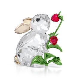Tierfigur Swarovski "Dekofigur Kristallfigur Sammelfigur Idyllia Hase und Himbeeren", gold (kristallwei&szlig;, goldfarben, rot, gr&uuml;n, schwarz), Dekofiguren, Metall, Swarovski Kristall