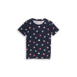 T-Shirt Tom Tailor, M&auml;dchen, Gr. 116/122, dunkelblau multicolor dot, Single Jersey, Obermaterial: 95% Baumwolle, 5% Elasthan, bedruckt, regular fit normal, Rundhals, Shirts T-Shirt, mit All-Over Print