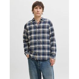 Jack & Jones Jack & Jones Hemd "James" in Dunkleblau/ Wei&szlig; - 54% | Gr&ouml;&szlig;e M | Herren-plussize