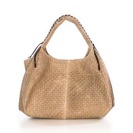 Lucca Baldi Leder-Schultertasche "Pitigliano" in Beige - (B)41 x (H)34 x (T)30 cm - 77% | Damen-taschen