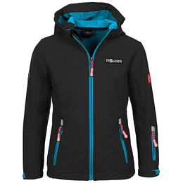 Trollkids Softshelljacke "Oslofjord" in Schwarz/ T&uuml;rkis - 43% | Gr&ouml;&szlig;e 98 | Kinder-outdoor-jacken